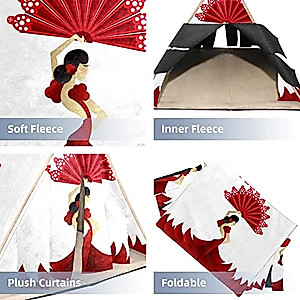 Y-DSIWX Guinea Pig House Bed, Rabbit Large Hideout, Small Animals Nest Hamster Cage Habitats Red Spanish Dancer with Fan