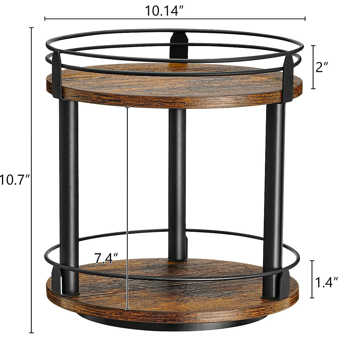 Creso hom Lazy Susan Organizer 2 tier Rotating Spice Racks, Lazy Susan 360 Degree Turntable Spice Holder Rack for Cabinet and Kitchen Countertop, Rustic Brown