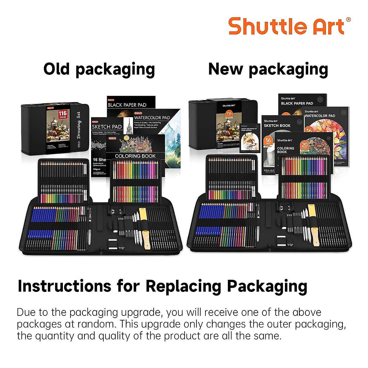 116 PCS Drawing Kit, Shuttle Art Complete Drawing Supplies with Sketch Pencils, Colored Pencils, Graphite, Charcoal Sticks, Professional Drawing Tools and Paper Pads for Artists, Beginners and Kids