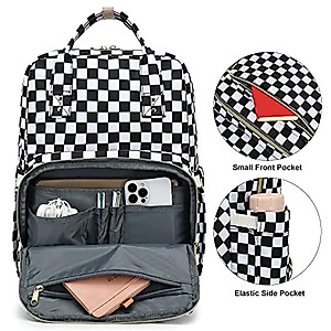 Kouxunt Checkered Laptop Backpack College Bookbag School Backpack for Women Girls, Travel Backpack 15.6 Inch Computer Backpacks