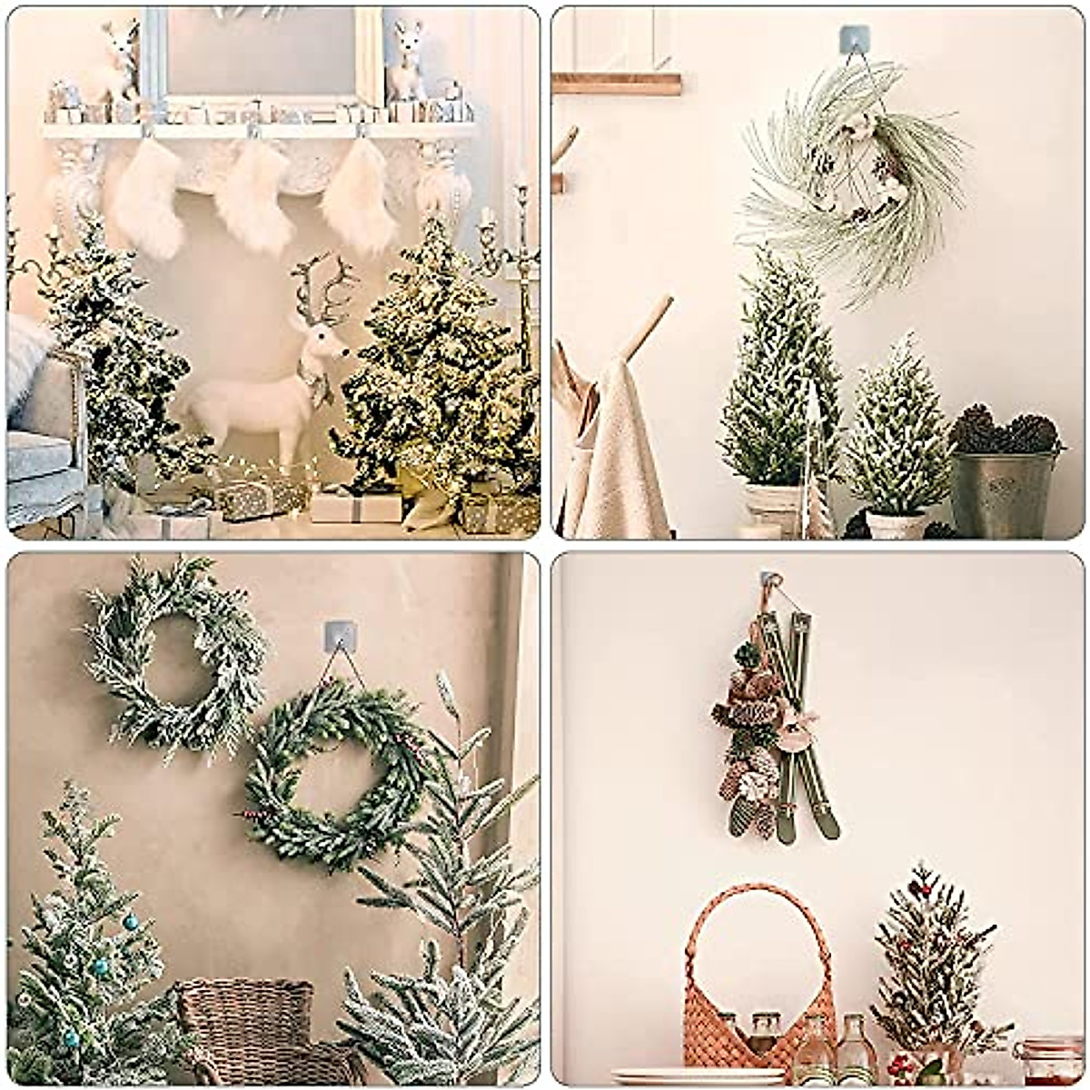 Heavy Duty Adhesive Hooks, Stick on Wall Adhesive Hangers, Strong Stainless Steel Holder, Self Adhesive Hooks for Kitchen Bathroom Home Door Towel Coat Key Robe 4 Packs (Silver)