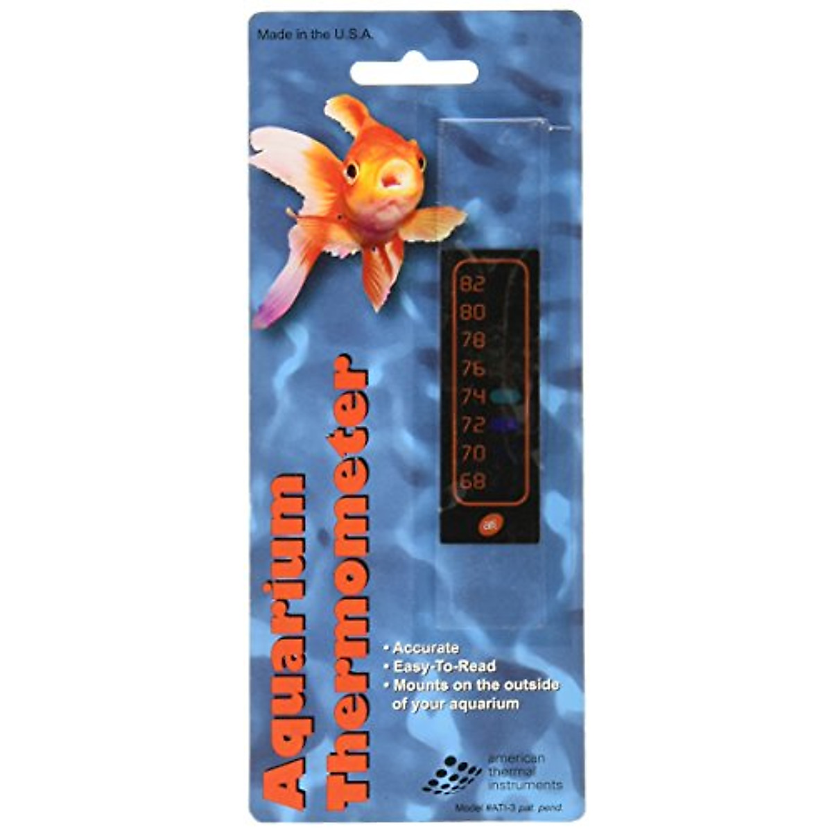 Amer Thermal Instruments Liquid Crystal Vertical Aquarium Thermometer, Small