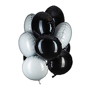 18" Black and White Round-Shaped Foil Balloons Mylar Helium Balloons for Wedding Baby Shower Birthday Party Decorations, Pack of 20