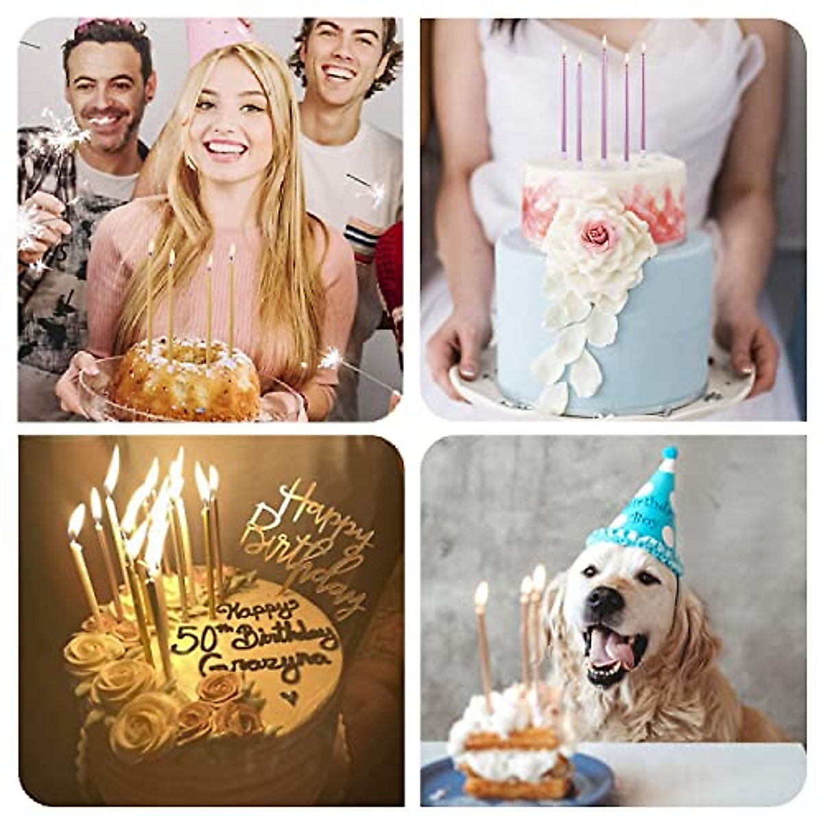 PHD CAKE 24-Count Gold Long Thin Metallic Birthday Candles, Cake Candles, Birthday Parties, Wedding Decorations, Party Candles