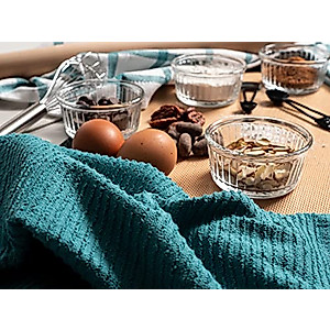 KAF Home Mixed Flat & Terry Kitchen Towels | Set of 6 18 x 28 Inches | 4 Flat Weave Towels for Cooking and Drying Dishes and 2 Terry Towels, for House Cleaning and Tackling Messes and Spills (Teal)
