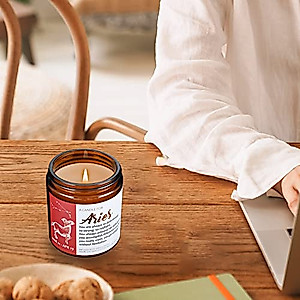 Aries Gifts for Women - Aries Scented Candles 丨 Zodiac Soy Candle 丨 Astrology Candles for Best Friends, Women, Sisters 丨 Astrology Gifts for Women 丨 Candles for Home Scented - 7oz