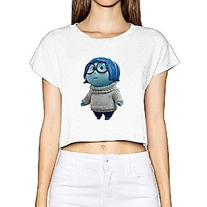 Custom Woman Inside 2015 Out Sadness Character Midriff Tshirts Size XL White