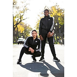 adidas Girls' Big Kids Zip-Up Tricot Track Jacket Warm-Up Bomber, Adi Black, Large