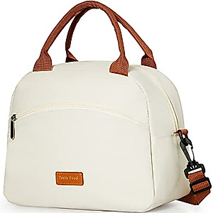 Lunch Bag Women Insulated Lunch Bag For Men Waterproof Lunch Cooler Bag Insulated Lunch Box For Women Portable Reusable Lunch Bag Two-Tone,With Adjustable Straps Can Be Used For Work,White and Brown