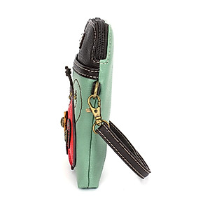 CHALA Cell Phone Crossbody Purse-Women PU Leather/Canvas Multicolor Handbag with Adjustable Strap - Ladybug - teal