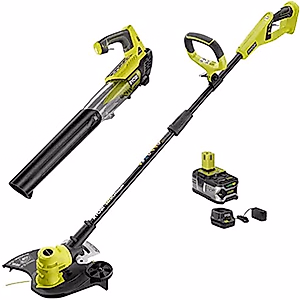 Ryobi 18V Li-Ion Cordless 13" String Trimmer/Edger and Jet Fan Blower Combo Kit with Battery and Charger