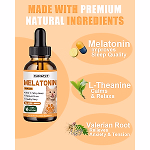 Cat Melatonin | 60ML Melatonin for Cats Supports Falling Asleep | Cat Melatonin Drop | Cat Sleep Aid | Cat Calming | Cat Anxiety Relief | Stress Relief for Cats | 2 fl oz, Roast Chicken Flavor