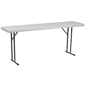 BizChair 6-Foot Rectangle Granite White Plastic Folding Training/Seminar Table