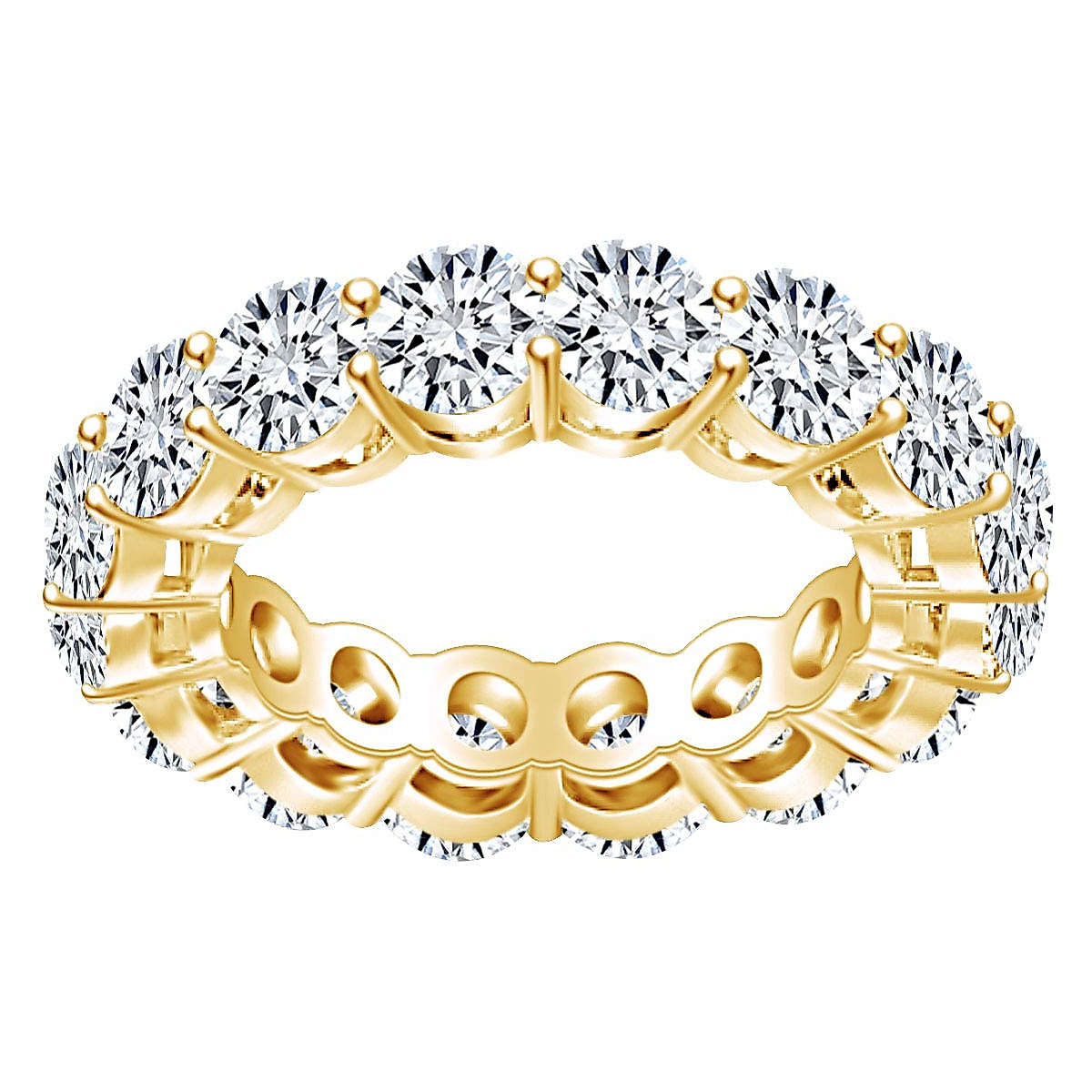 AFFY 5 Carat (Ctw) Round Cut White Cubic Zirconia Eternity Wedding Band Ring in 14k Yellow Gold Over Sterling Silver Ring Size-7