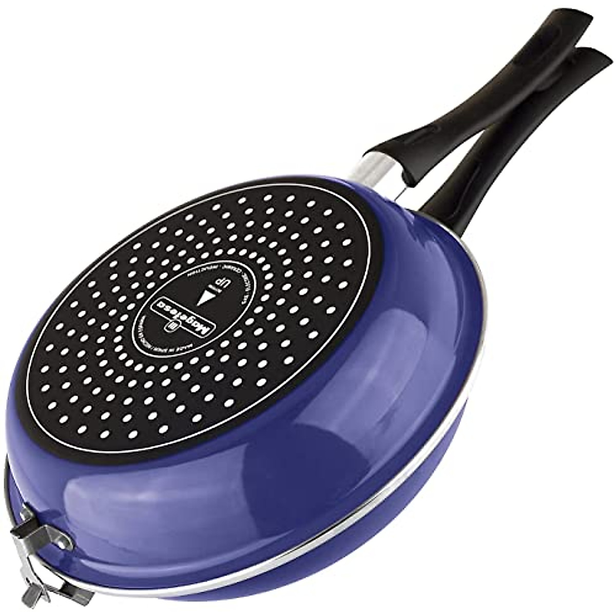 MAGEFESA Blue Frittata Pan. Double layer non-stick frying pan, vitrified steel, compatible with all types of fire, including induction, Dishwasher safe, Ergonomic handle (9,4”) (BLUE)