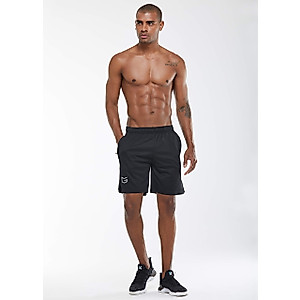 G Gradual Men's 7" Workout Running Shorts Quick Dry Lightweight Gym Shorts with Zip Pockets (2 Pack: Navy Blue/Black Large)