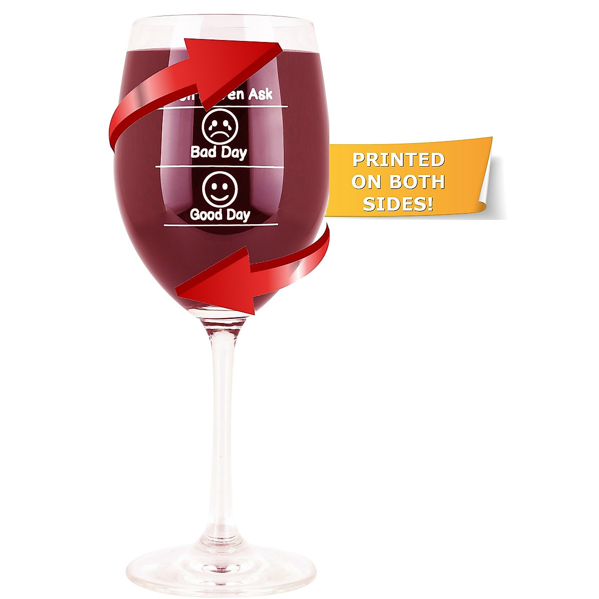 Whimsical Gift World Funny Wine Glass 14 Oz. With Emoji Faces (Don’t Even Ask, Good Day, Bad Day) | Novelty Gag Gifts for Men & Women | For Red & White Wine, Celebrations & Wine Tasting