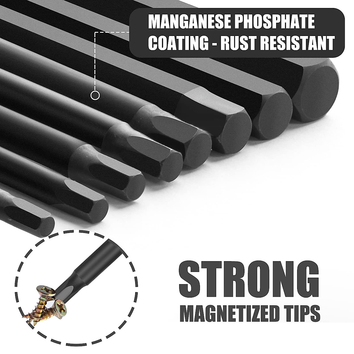 NAUIX 20 Piece Hex Head Allen Wrench Drill Bit Set, 1/4 Inch Hex Shank Metric and SAE S2 Steel Hex Bit Set, Magnetic Tips 3 Inch Long