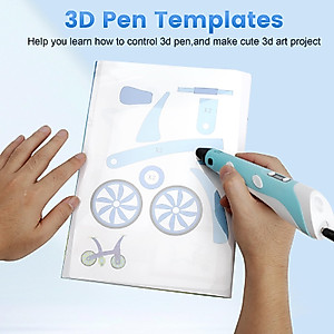 3D Pen Stencils, 20 Pages 40 Patterns 3D Drawing Book Templates, with a Reusable Transparent PVC Drawing Board, 3D Art Pen Accessories for Kids Ages 8-10 and Adults Starter for 3D Printing Pen