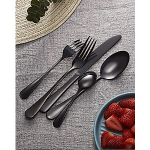 RBG Essentials Heavy-duty Stainless Steel Utensils Flatware Set, 20-piece Black Silverware Cutlery Set