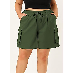 Eytino Womens Plus Size Summer Cargo Shorts Stretch Walking Shorts Lightweight Running Golf Shorts with 4 Pockets,2X Green