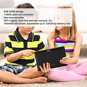 Kids Tablet, 7 inch 2GB 32GB Quad Core Processor Toddler Tablet with Dual Camera, 3D Design Kids Tablets with Protective Cover for Girls and Boys 110‑240V (US Plug)