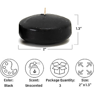 CandleNScent Unscented Floating Candles | 2 Inch - Fits in 2 Inch Vase and Above | Black | Floats On Water | Pack of 3