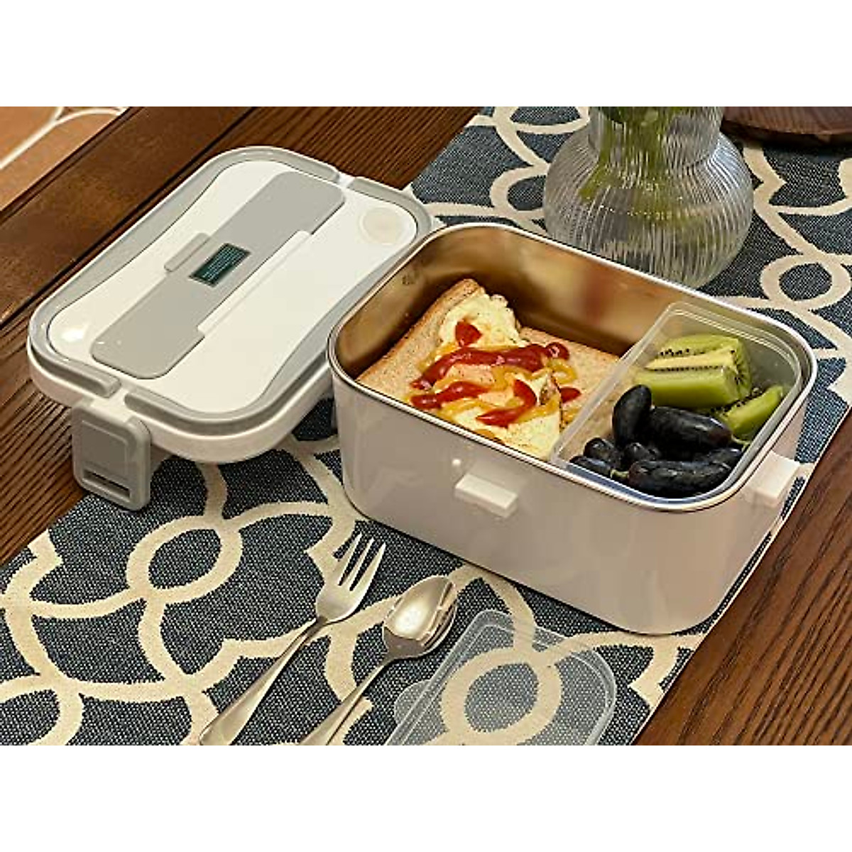 Electric Lunch Box Food Heater Heated Lunch Boxes For Adults Portable Food Warmer Lonchera Electrica Para El Almuerzo Self Heating Lunch Box For Work Heat Up Lunchbox Hot Heatable For Men Car Warming