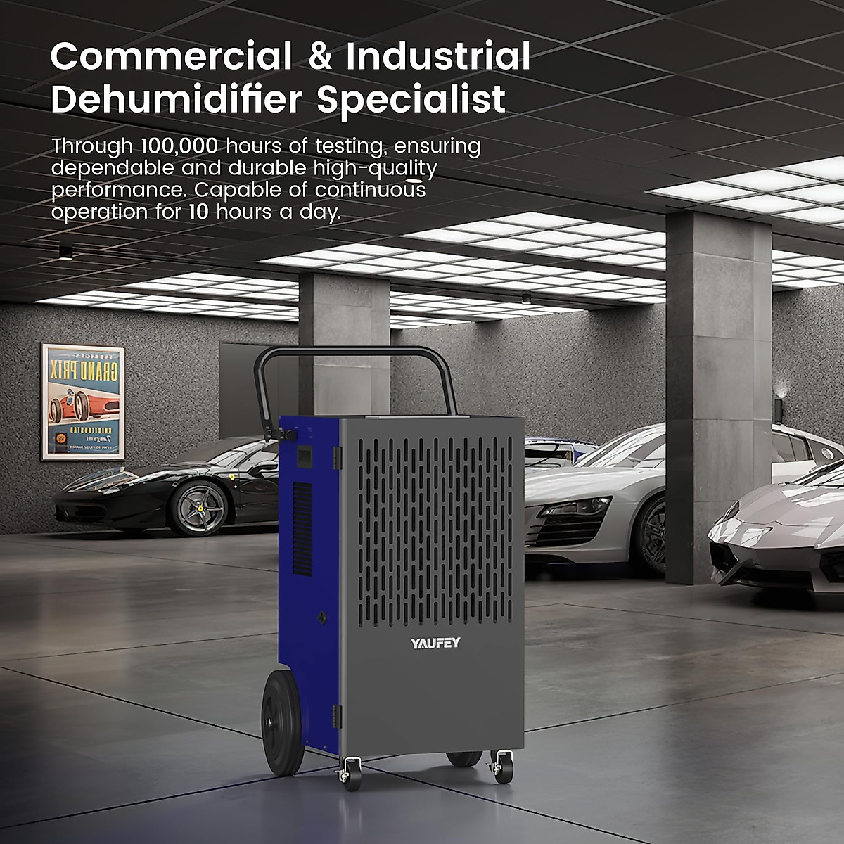 Yaufey 155 Pints Commercial Dehumidifier with Pump, for Basement up to 8000 Sq. Ft, Large Capacity Industrial Dehumidifier for Large Room with Intelligent Humidity Control