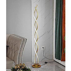Aanyhoh LED Spiral Floor Lamp with Remote Control 30W Dimmable Modern Metal Twist Standing Pole Lamp 3 Color Temperatures Adjustable Corner Floor Lamp Tall Living Rooms, Bedroom and Offices