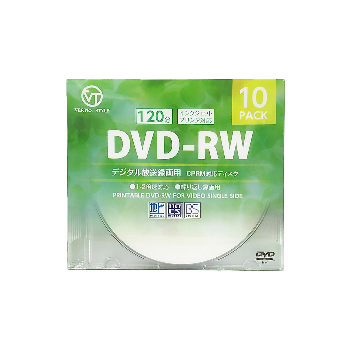 VERTEX DRW-120DVX.10CA DVD, RW Repeat Recording for Digital Terrestrial Broadcast Recording DRW, 120 DVX.10 CA 120 min/4.7 GB 2 x 10 Slim Case