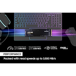 SAMSUNG 980 SSD 500GB PCle 3.0x4, NVMe M.2 2280, Internal Solid State Drive, Storage for PC, Laptops, Gaming and More, HMB Technology, Intelligent Turbowrite, Speeds up-to 3,500MB/s, MZ-V8V500B/AM