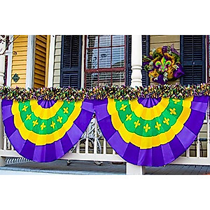 Mardi Gras Christmas Tree Tinsel Garland Gold Green Purple Wide Cut Metallic Streamers for Mardi Gras Party Supplies Christmas Oktoberfest Birthday Disco Party Decorations