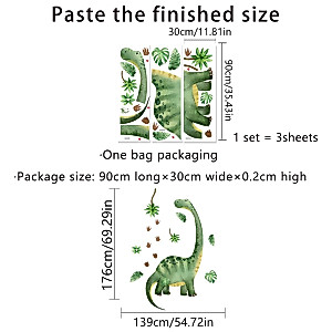 Large Dinosaur Wall Stickers Decals,3D Large Dinosaur Wall Stickers Decoration for Boys Bedroom Baby Kids Nursery Room Classroom Decor