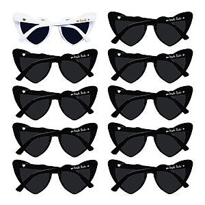 LADY&HOME 10pcs Heart Shaped Bachelorette Party Sunglasses Bridal Shower Favors Supplies Weddings Sunglasses(Black)