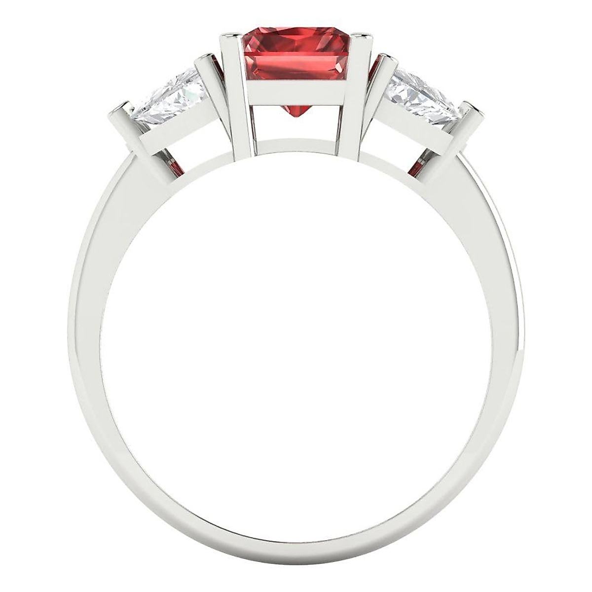3.0ct Emerald cut 3 stone Solitaire Natural Garnet Designer Anniversary Bridal Engagement Ring 14k White Gold 7.5