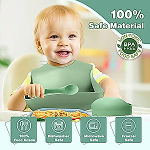 ANAVIL 8 Pack Baby Feeding Set, Silicone Toddlers Weaning Feeding Sippy Cup with Straw and Lid Baby Feeding Supplies Set