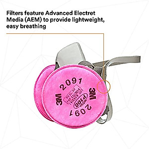 3M Half Facepiece Reusable Respirator Assembly Kit 6191, P100, Lightweight, Comfortable, Easy to Adjust, Includes 2091 Particulate Filter, Welding, Soldering, Asbestos