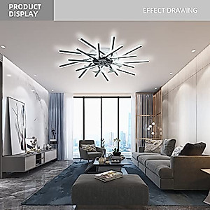 Aajqv 36.2" Ceiling fans with lights，3 color temperatures,6 Gear Wind Speed ceiling fan with lights remote control，flush mount ceiling fan for Bedroom, living room 70W (36.2", Black)