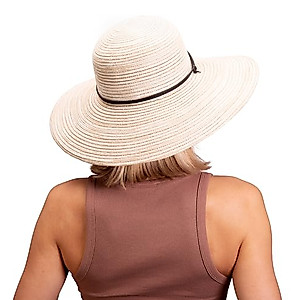 Sloggers Women's Wide Brim Braided Sun Hat with Wind Lanyard - UPF 50+ Maximum Sun Protection Stone