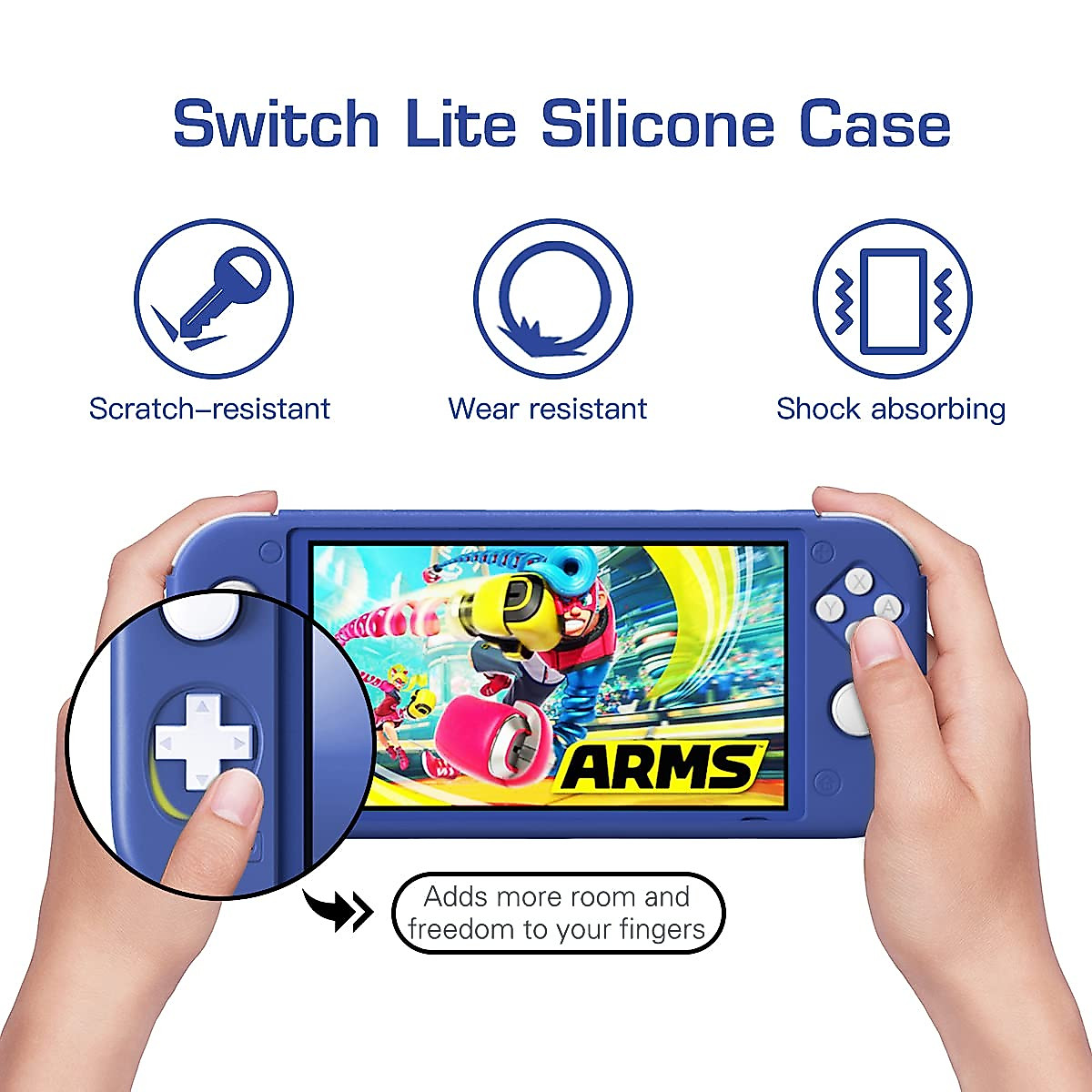 MoKo Protective Case for Switch Lite, Silicone case Protective Rubber Cover Case, Shock-Absorption Anti-Scratch Non-Slip Case Compatible with Switch Lite Console - Blue