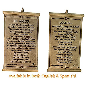 1a Corintios 13 El Amor El Que Ama Tiene Paciencia Pergamino Poster Bendicion Ready to Hang 14 x 8.5 in. Rustic Wall Art Gift Regalo Biblia