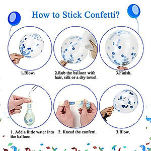 RUBFAC 100pcs 12 Inches Royal Blue Balloons, Royal Blue Confetti Balloons Light Blue Baby Blue and White Balloons for Boys Birthday Baby Shower Wedding Party Decoration