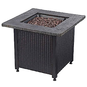 Endless Summer Propane Fire Pit Table 30 Inch Outdoor Gas Fire Pit, 50,000 BTU with Rock-Like Top, Cover, Lid, and Lava Rocks, Add Warmth and Ambiance to Your Backyard, Patio, Deck