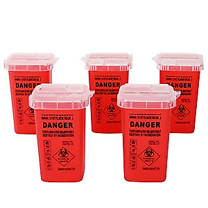 Sharps Disposal Container,5 Pack 1 Quart Needle Disposal Container