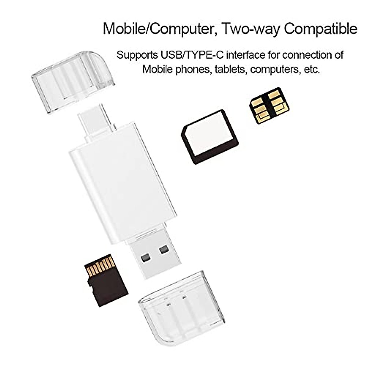 JSER USB-C Type C USB 2.0 to NM Nano Memory Card & TF Micro SD Card Reader Compatible for Huawei Cell Phone & Laptop