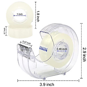 OWLKELA Clear Tapes and Refillable Dispensers 16 Pack, 0.7" x 28 yds per roll, Transparent Tape Refills, Office Tape with Dispenser for Home, School