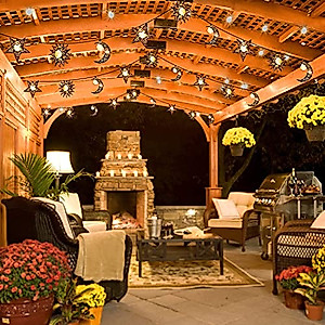 Solar String Lights Outdoor Star Moon Sun 13Ft 153In Led Solar Powered Fairy Decorative Lights for Garden Patio Yard Trees Christmas Wedding Party (Warm White) (Star Moon Sun String Lights)