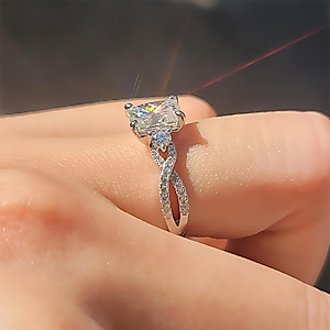 DovEggs Moissanite Engagement Rings for Women 2ct 6X8mm GHI Radiant Cut Moissanite Split Shank Wedding Ring Set 14K Gold Quality Sterling Silver(Engagement Ring Only, 8.5)