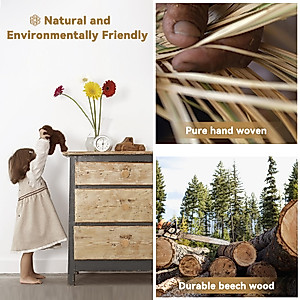 Howepet Boho Dresser Knobs - 12 Pack Boho Rattan Dresser Knobs Round, Handmade Wicker Woven with Screws for Furniture Cabinet Dresser Drawers, 12 Wooden Knobs + 1 Spare Wooden Knob